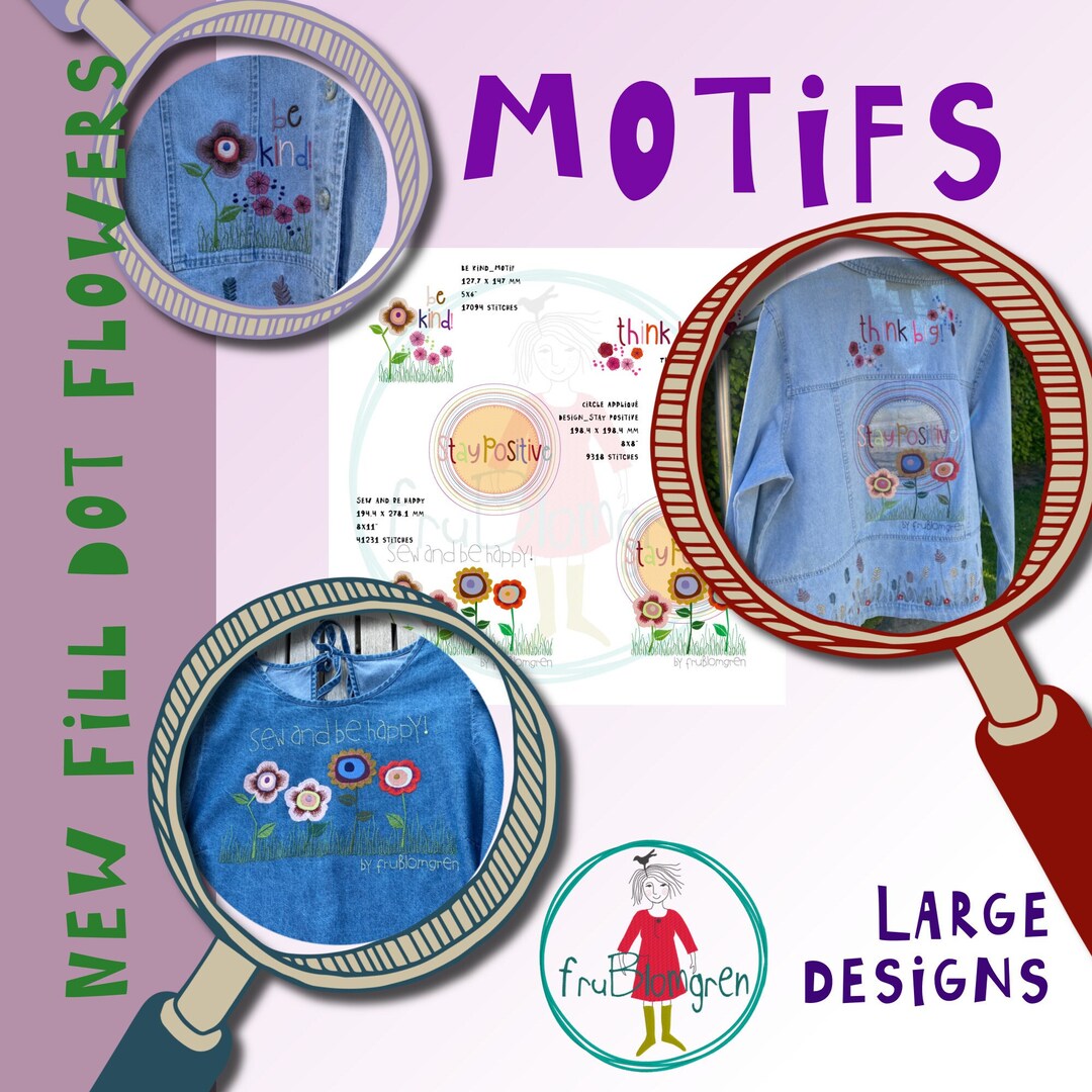 New Fill Dot Flowers - Large Motifs for Decorating Denim Jackets ...