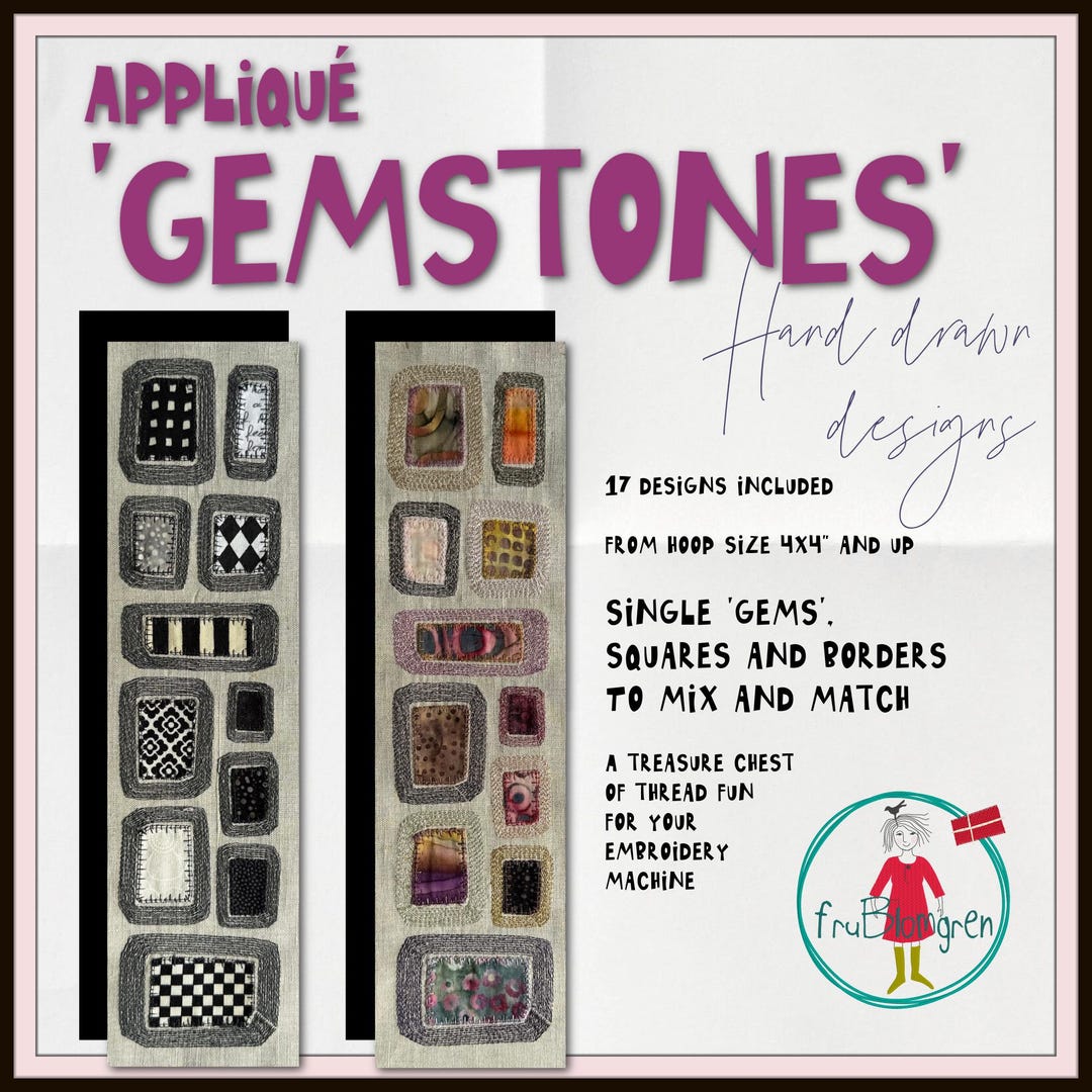 Appliqué 'gemstones' - Machine Embroidery Designs | Hand Drawn | 17 ...