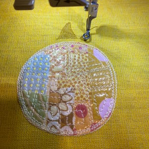 4 Fabric Scrap Collage Designs - Sashiko Style - Sunshine - Etsy