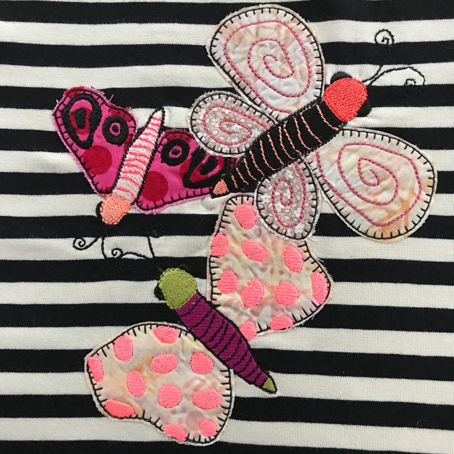 APPLIQUE DOODLEFLIES Whimsical Customisable Applique Doodle - Etsy Denmark