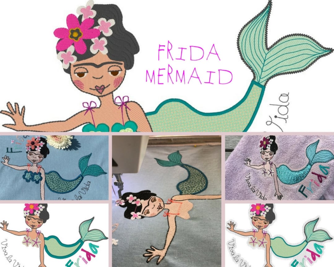 MERMAID, 6 Different Whimsical and Colourful MERMAID Embroidery Designs ...