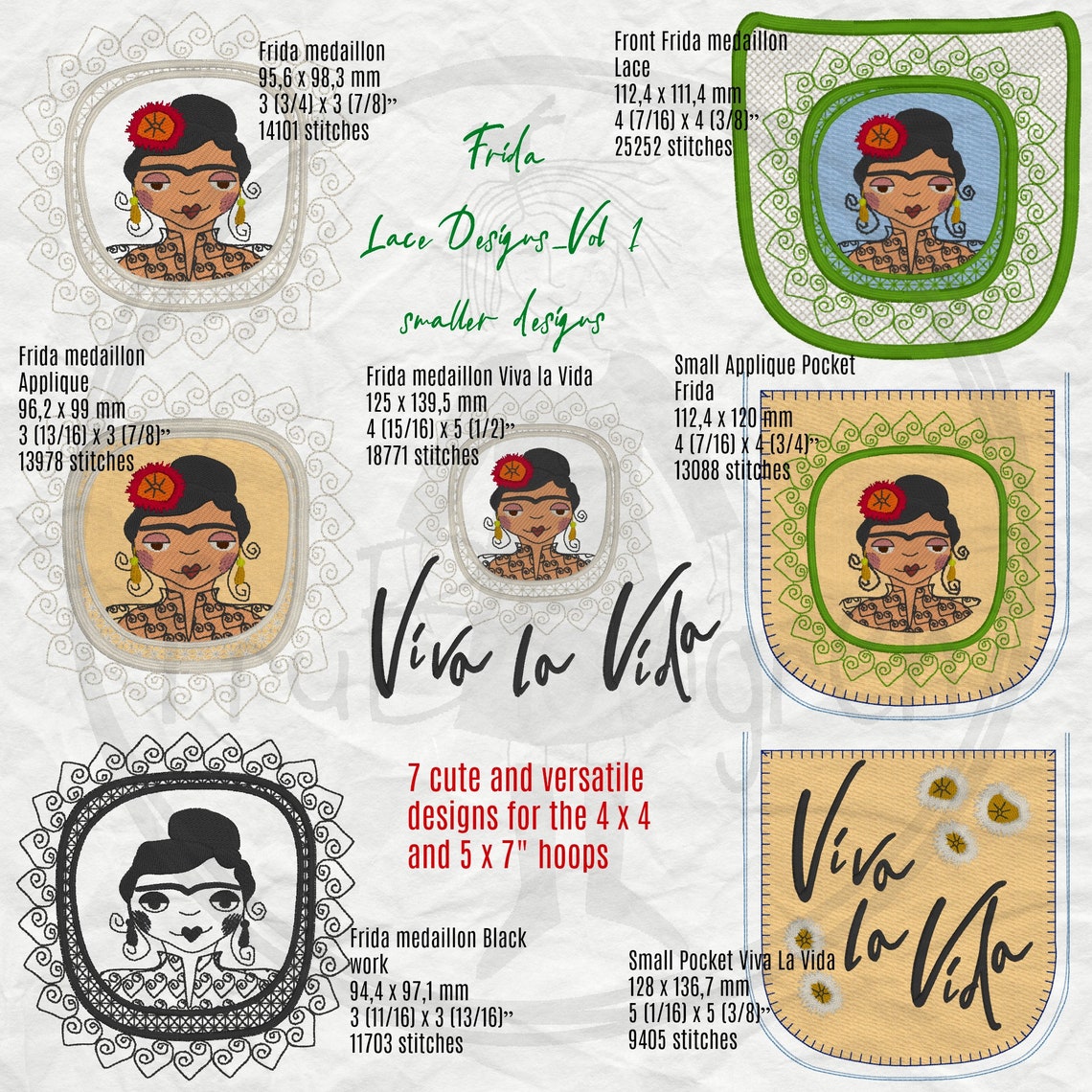 7 Cute, Detailed and Very Versatile NEW Frida Machine Embroidery ...