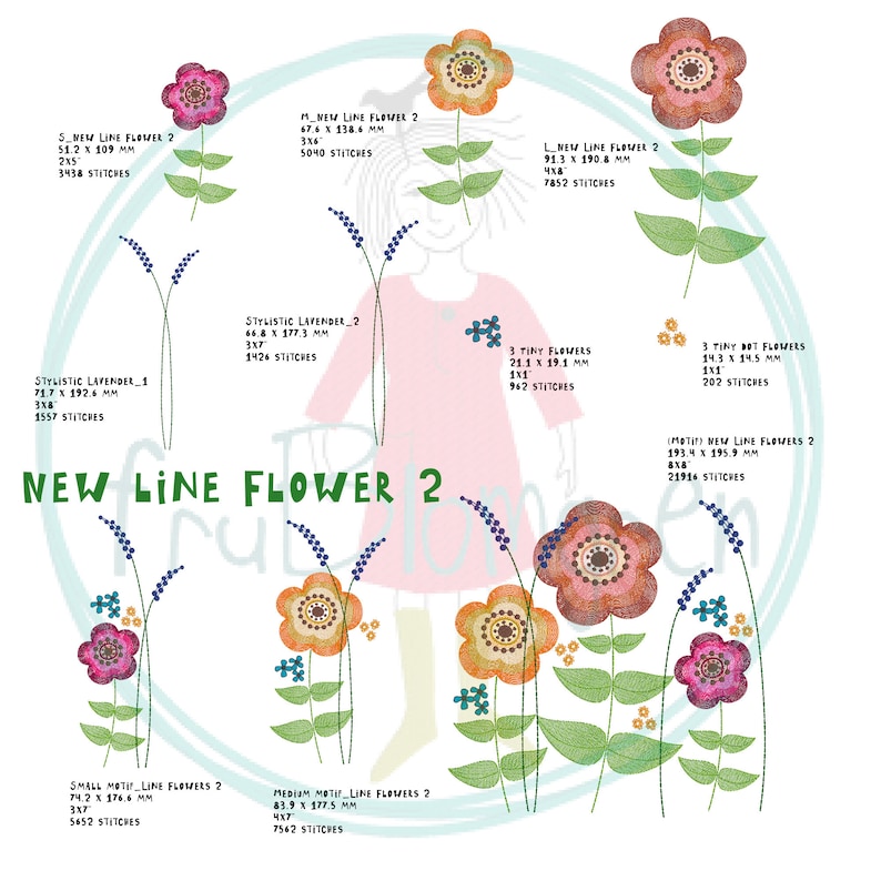 New, Lightweight 'line Flowers' No 2 for Your Next Embroidery/sewing ...