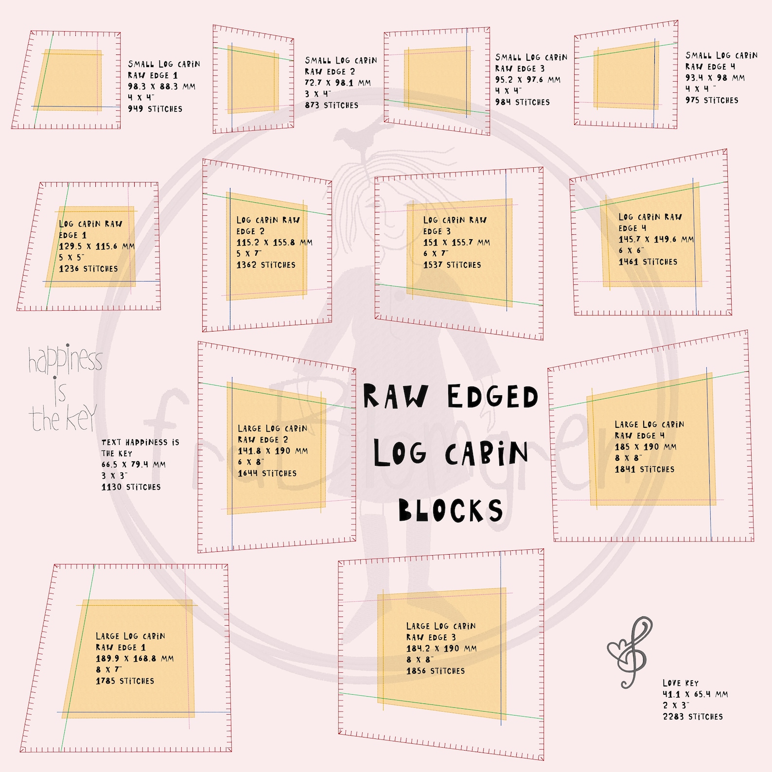 12 ITH Log Cabin Blocks to Make on Your Embroidery Machine - 4 Variants ...