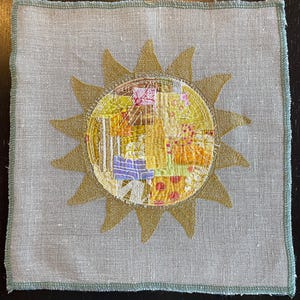 4 Fabric Scrap Collage Designs - Sashiko Style - Sunshine - Etsy