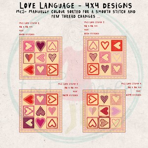 Love Language - 4x4 Designs With Little Heart Squares 4 ITH Card in 2 ...