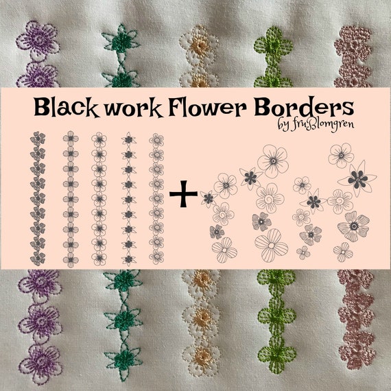 Fine and Delicate Hand Drawn Machine Embroidery Flower Borders - Etsy