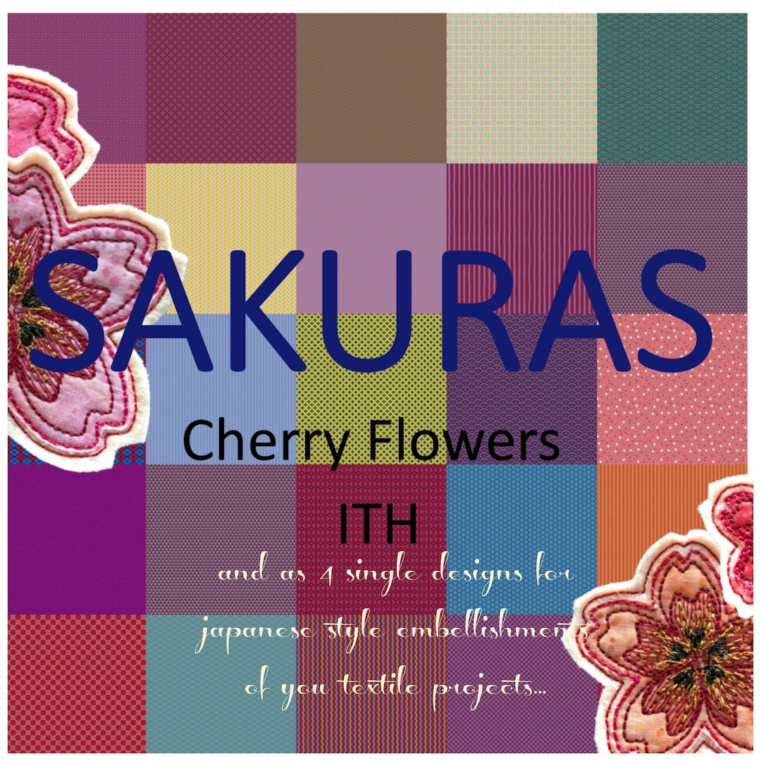 SAKURA TAGS ITH, Japanese Cherry Flower Machine Embroidery Designs - 4 ...