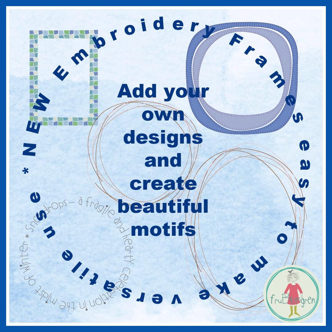 5 Hand-drawn Machine Embroidery Frames – Versatile Blank Frames for ...