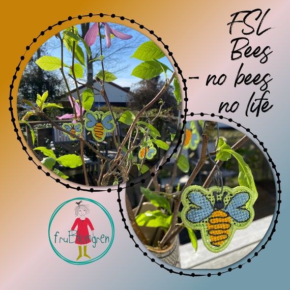 FSL Cross Stitch Bee Ornaments ... NO Bees NO Life as - Etsy