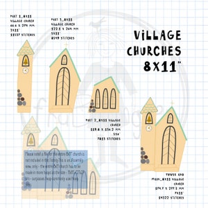 Appliqué Village Churches - 8x11 - Detailed, Hand Drawn, Raw Edge ...