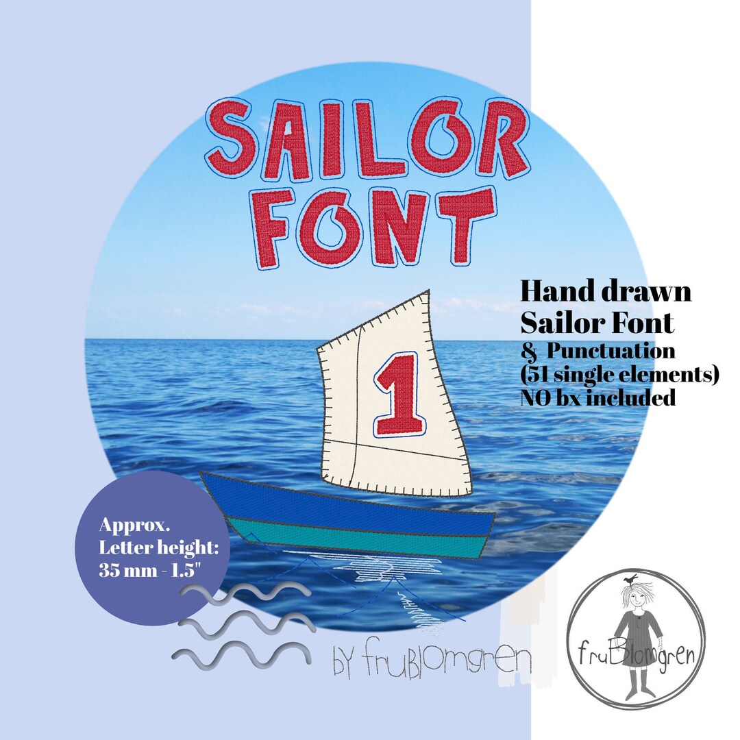 Sailor Font by Frublomgren - a Full Handdrawn, Open Stitched Sailor ...