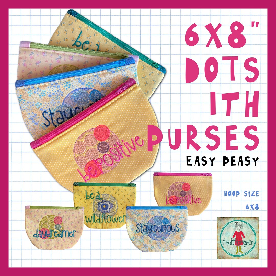 ITH Zipper Purses, Fully Lined - Easy Made - for Hoop Size 6x8" - 4 ...