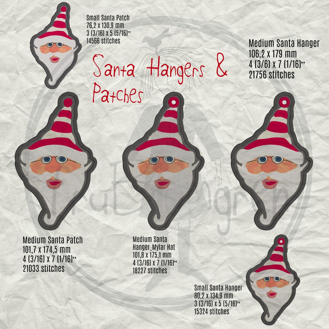 SANTA HANGERS and PATCHES, 5 Cute, Freestanding Santa Machine ...