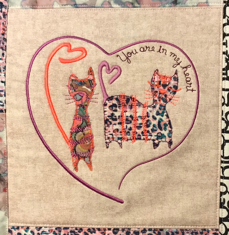 CATS Are COOL, 9 CUTE Cat Appliqué Machine Embroidery Designs, Hearts ...