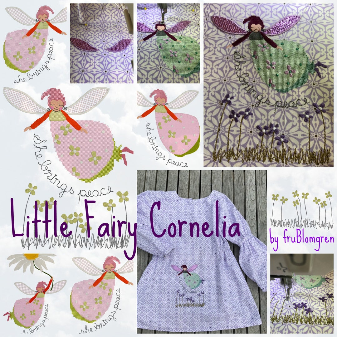 FAIRY CORNELIA, 8 Machine Embroidery Designs of Little Fairies, Cross ...