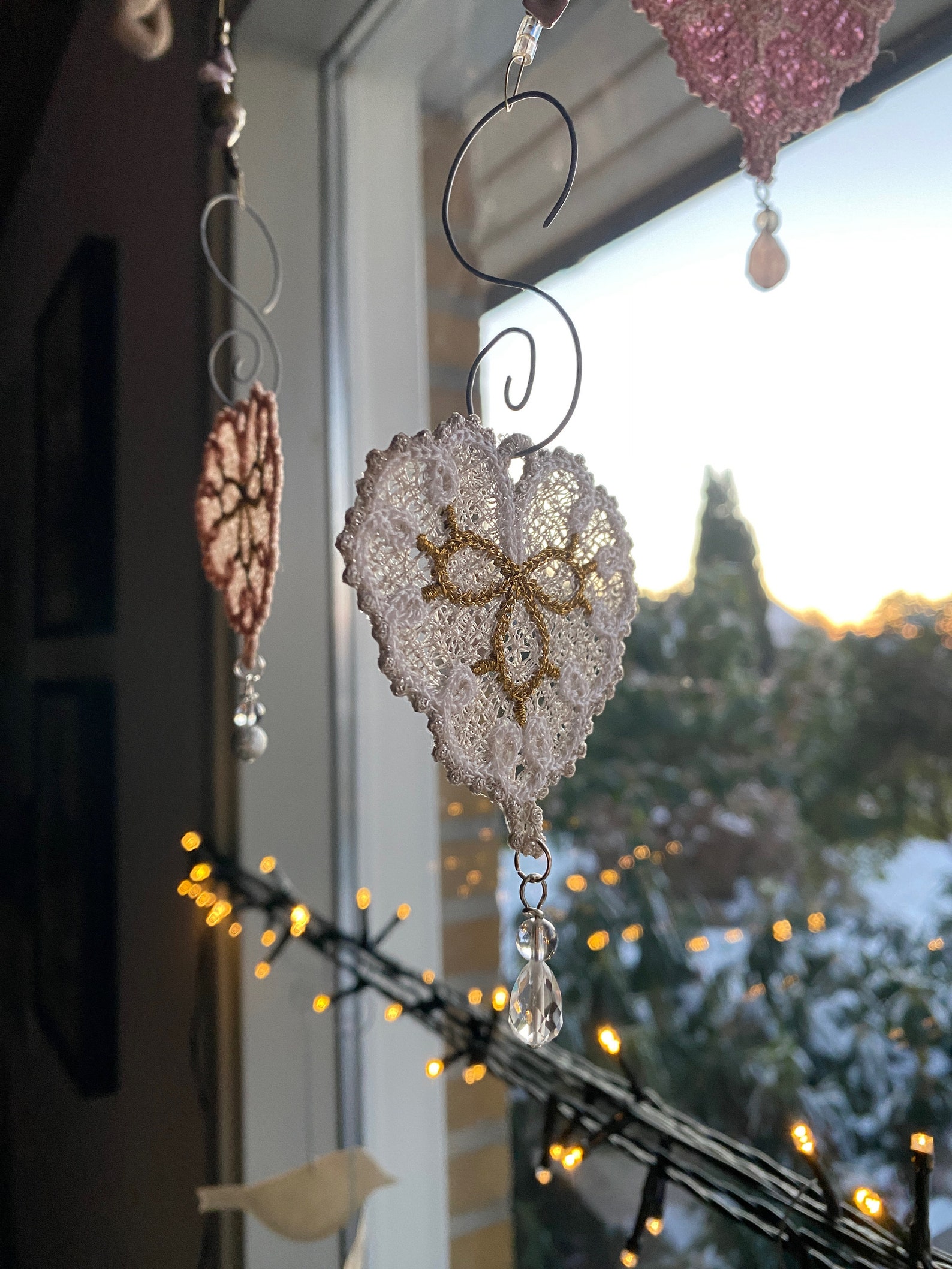 5x5" Freestanding Lace Heart Angels and Heart Ornaments to Make on Your ...