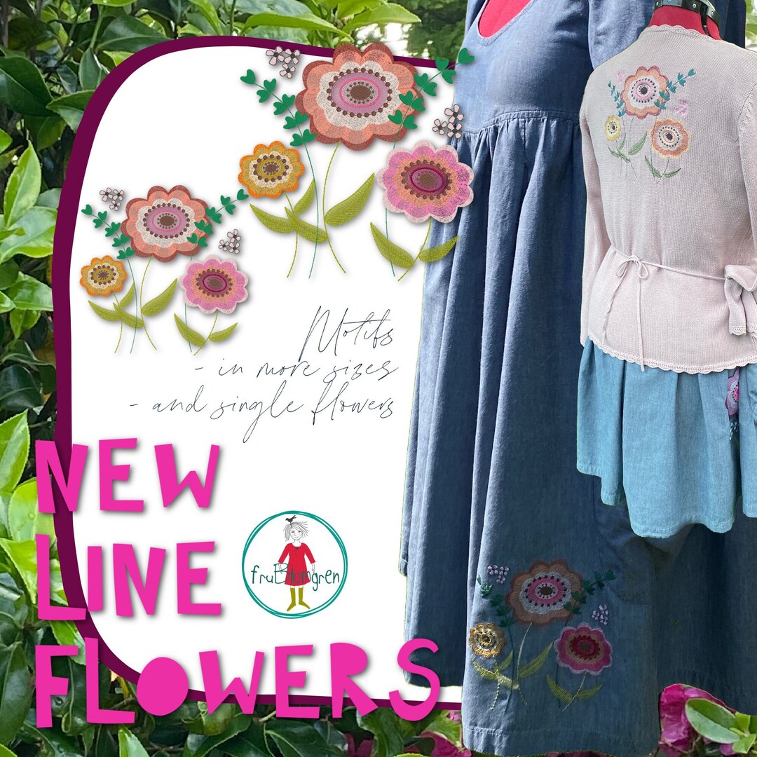 New, Lightweight 'line Flowers' No 1 for Your Next Embroidery/sewing ...