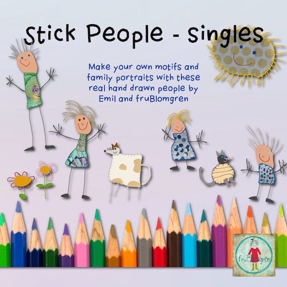 8 Cute Stick People to Make on Your Embroidery Machine 4 - Etsy
