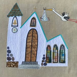 Appliqué Village Churches - 8x11 - Detailed, Hand Drawn, Raw Edge ...