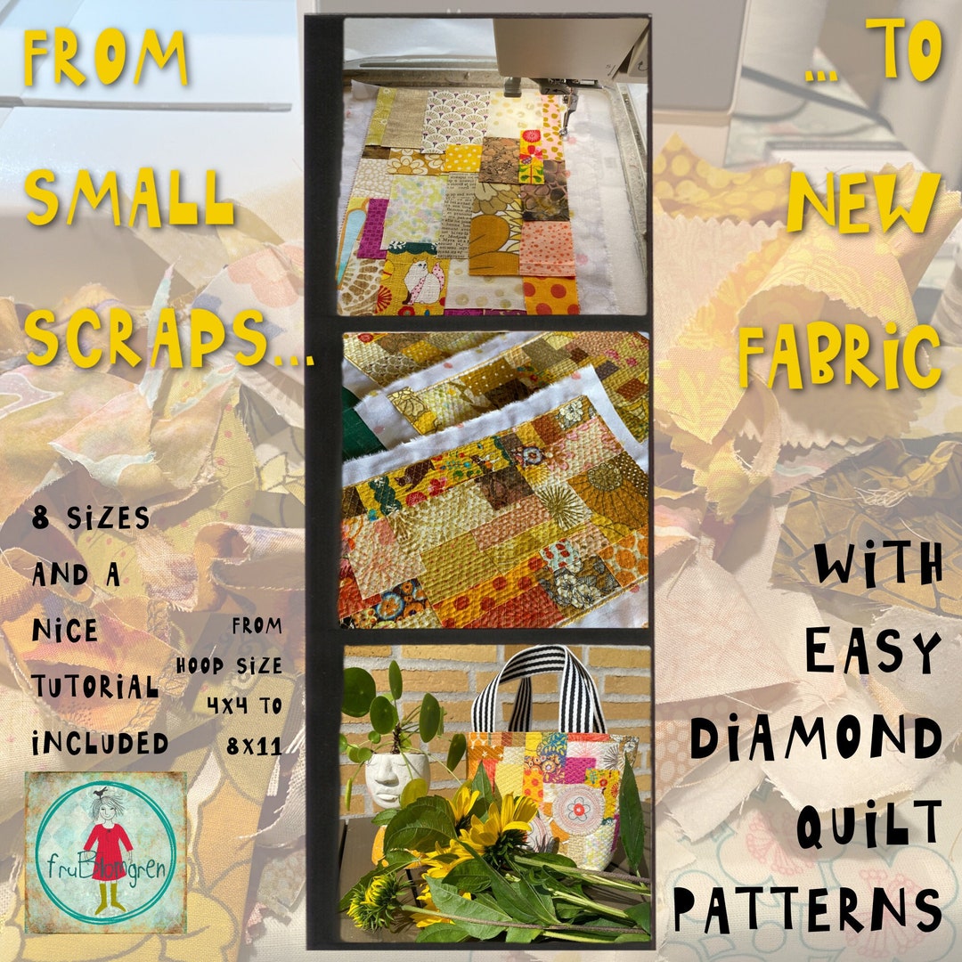 8 EASY MADE Machine Embroidery Diamond Quilt Patterns for Making Small ...