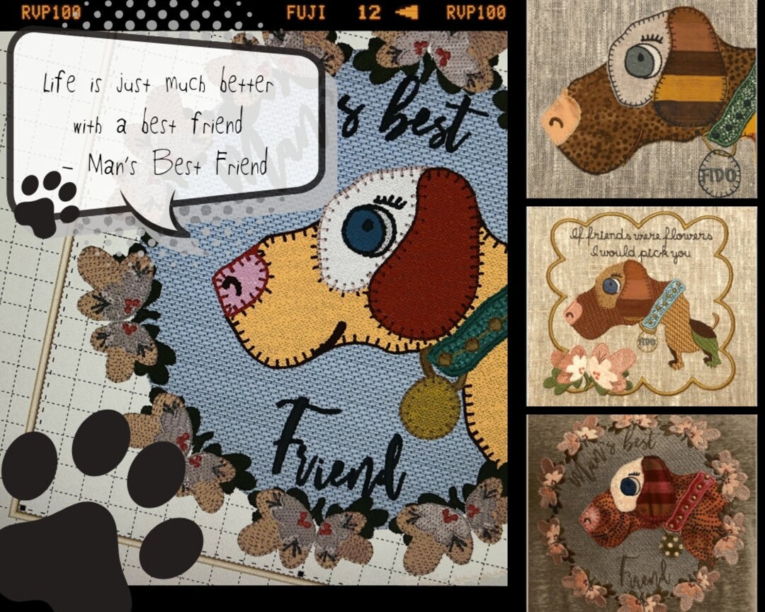 Patchwork Dogs, 6 Cute Machine Embroidery Designs for Making Patchwork ...