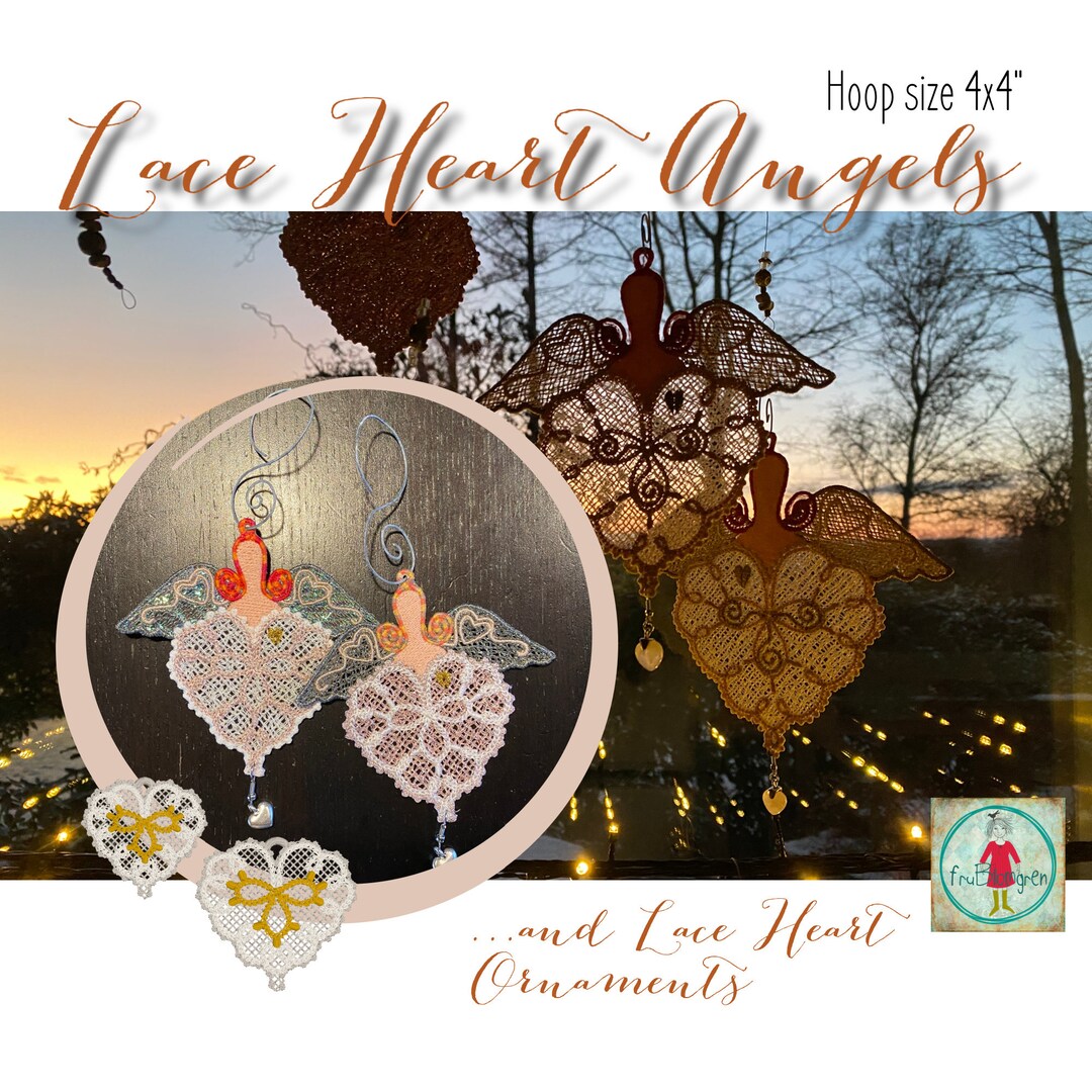 4x4" Freestanding Lace Heart Angels and Heart Ornaments to Make on Your ...