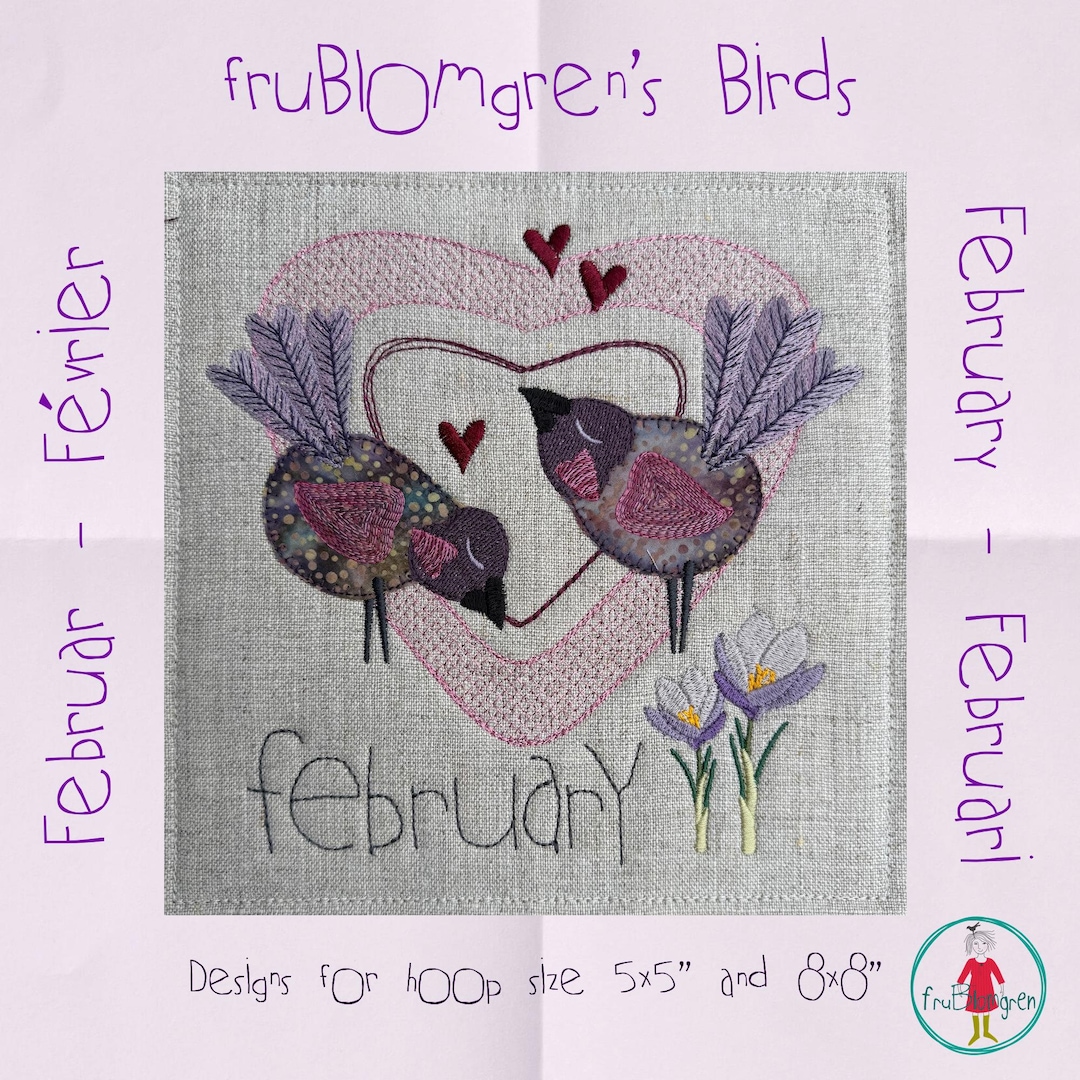 February Bird Appliqué Machine Embroidery Quilt Block | Hand Drawn - Etsy