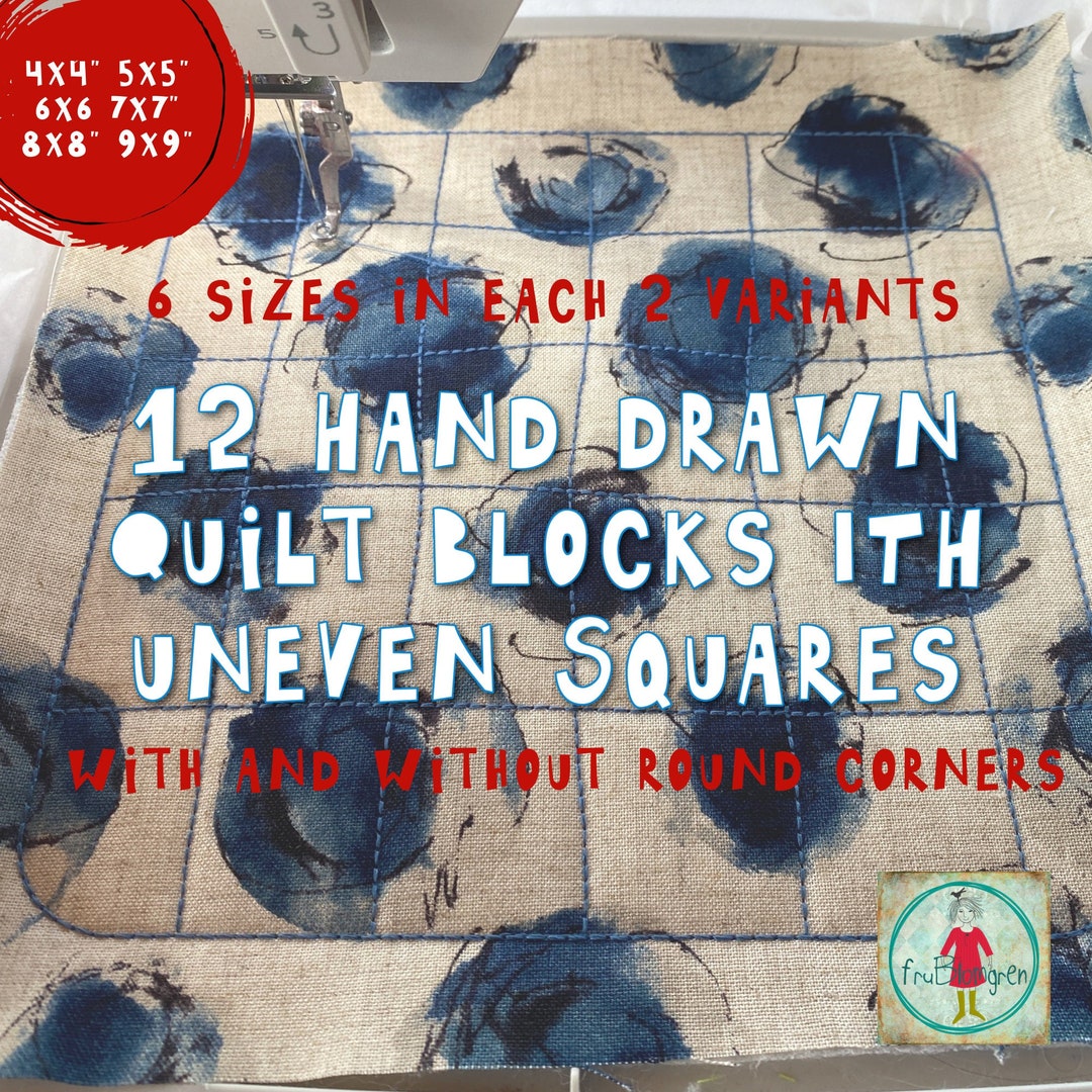 12 Hand Drawn Quilt Blocks - Square With Uneven Squares - With and ...