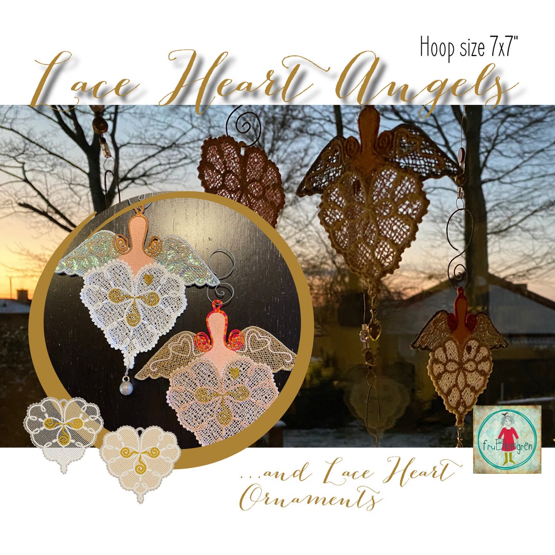 7x7" Freestanding Lace Heart Angels and Heart Ornaments to Make on Your ...