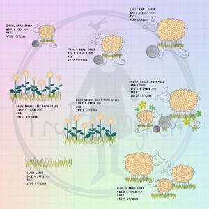 Sheep and Daisies - 8 Cute Designs for Embroidery Machines - Single ...