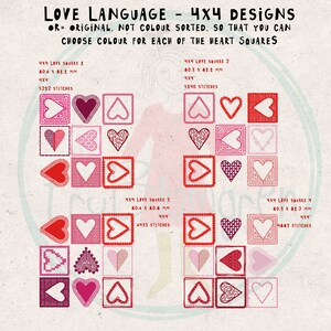 Love Language - 4x4 Designs With Little Heart Squares 4 ITH Card in 2 ...