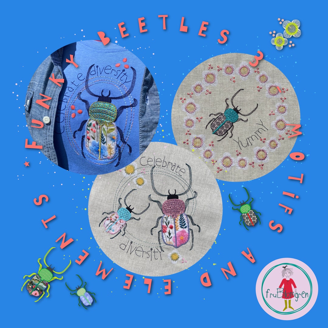 Detailed BEETLE Motifs and Elements for Machine Embroidery - Embroider ...