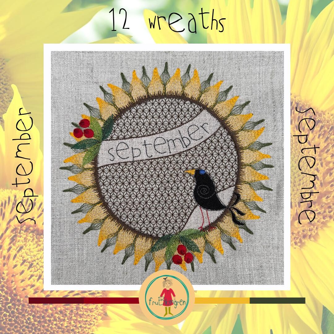 September Wreath - Beautiful Sunflower Blackbird Autumn Machine ...