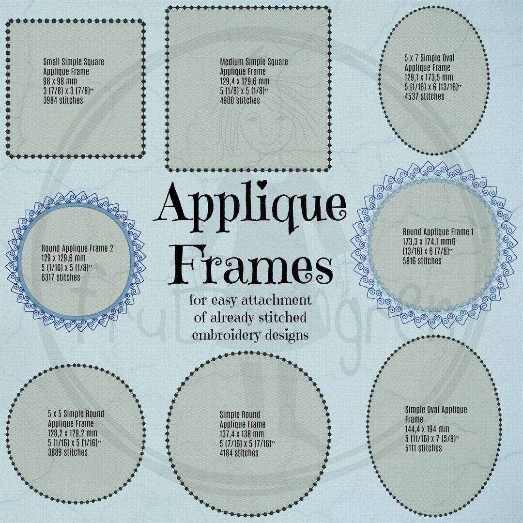 8 Appliqué Frames for Easy Attachment of Already Stitched Embroidery ...
