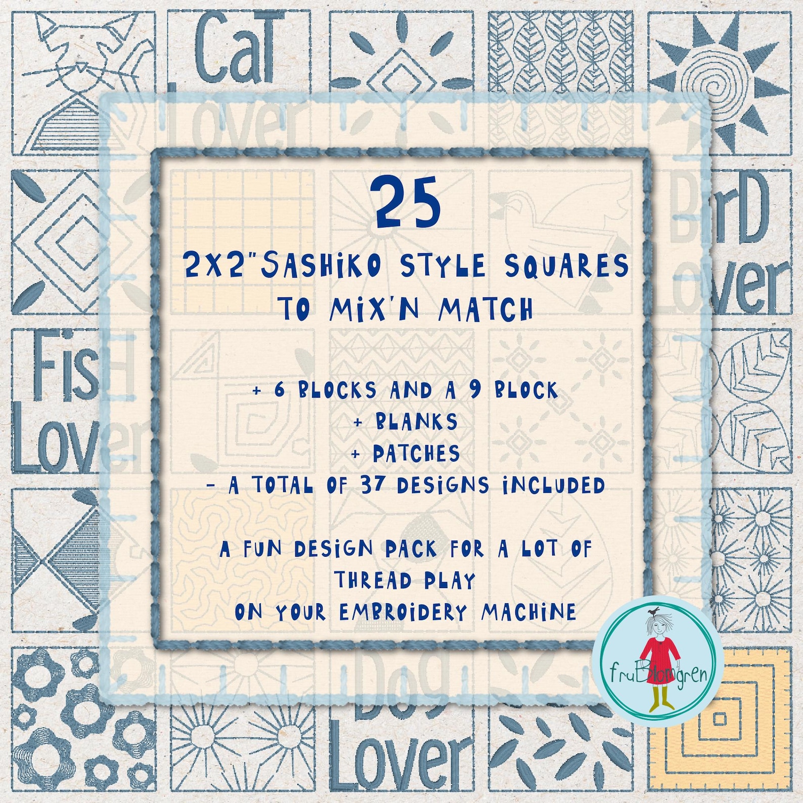 Sashiko Style Squares – 25 Hand Drawn 2x2" Designs + Inspirational ...
