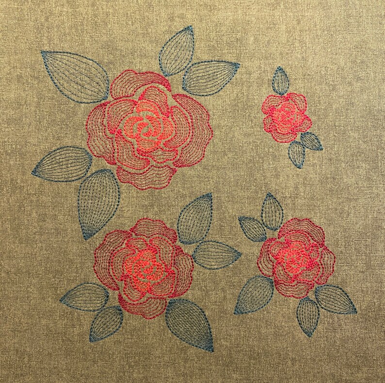 14 Roses Hand Drawn Machine Embroidery Designs Various - Etsy