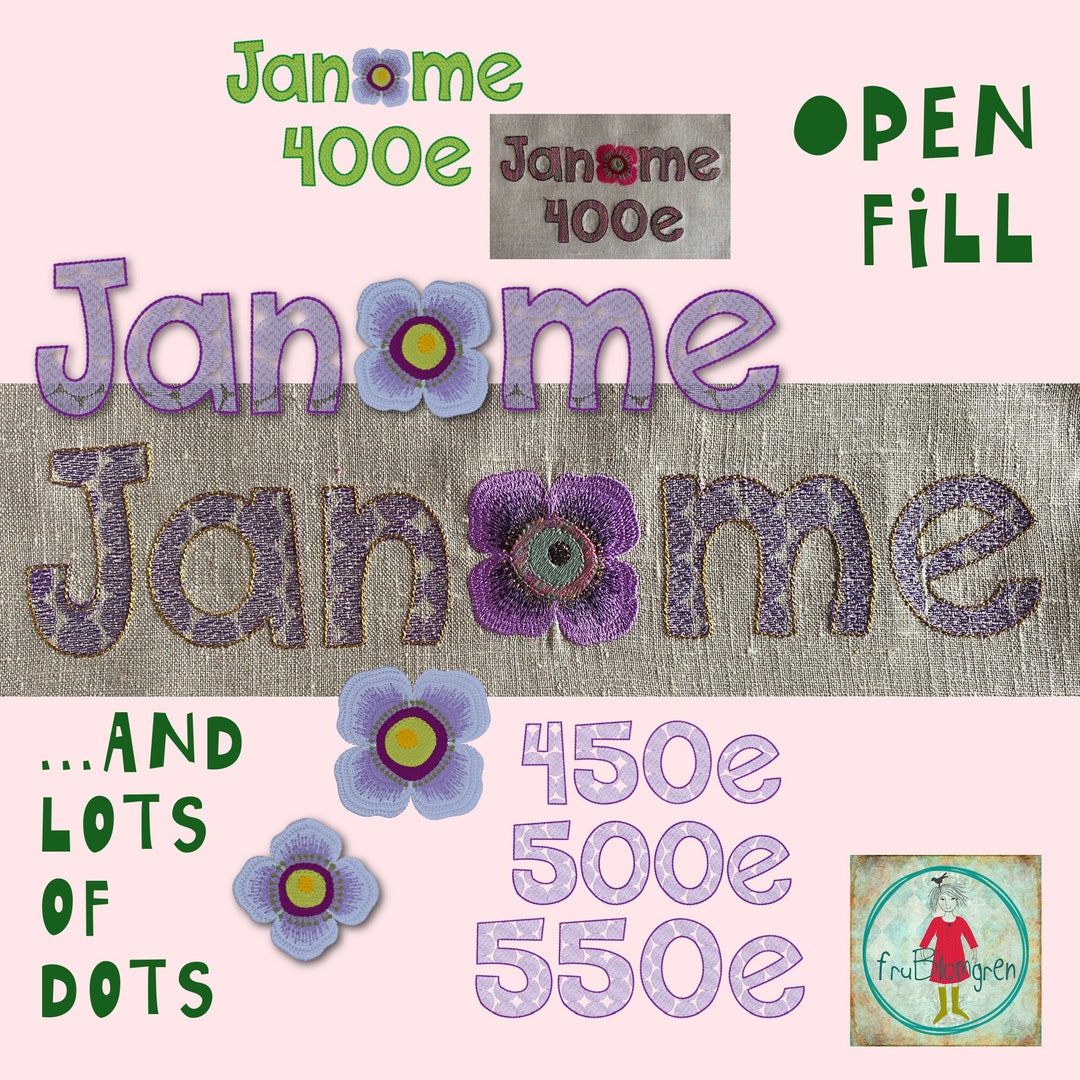 Open Fill and Dots Text Designs - Janome 400e/450e/500e/550e ...