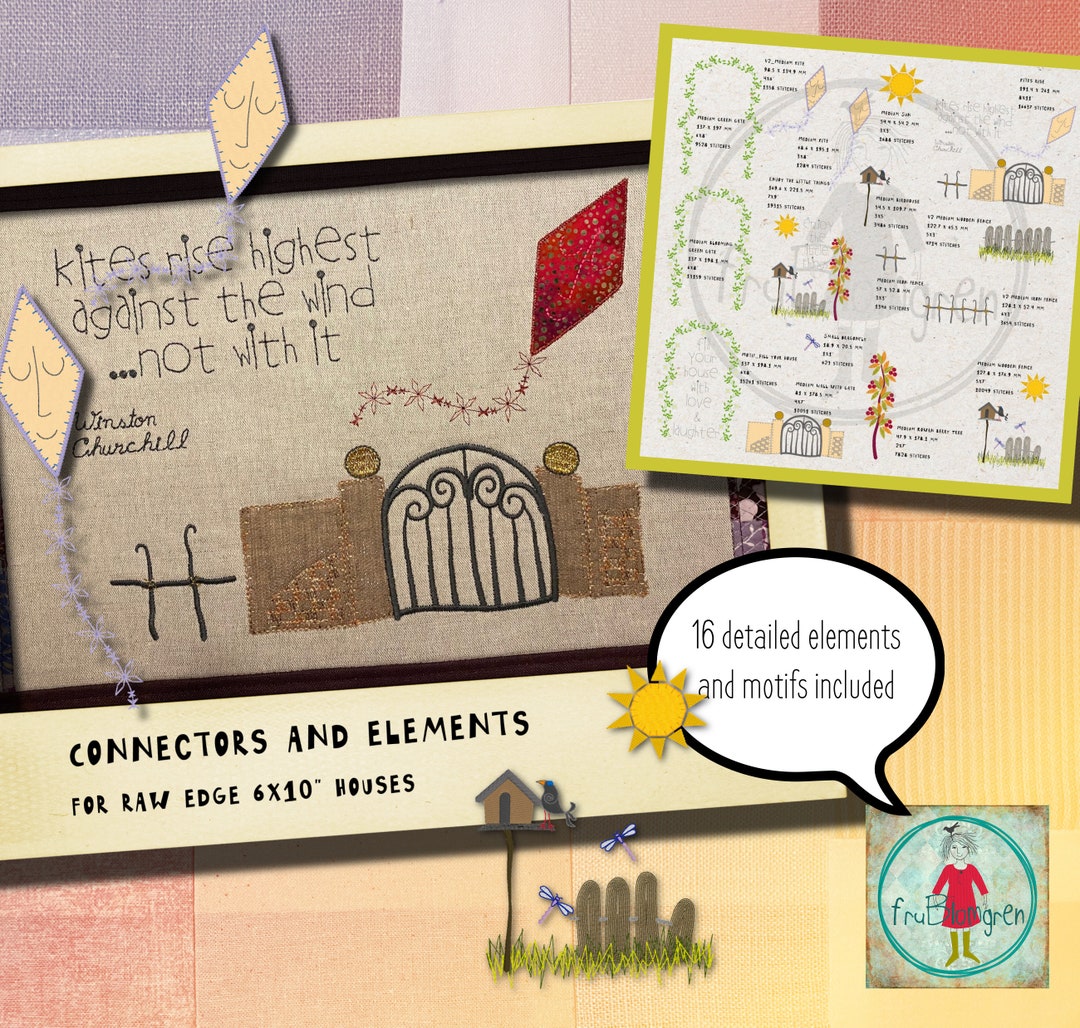 16 Hand Drawn Machine Embroidery Designs - Connectors and Elements for ...