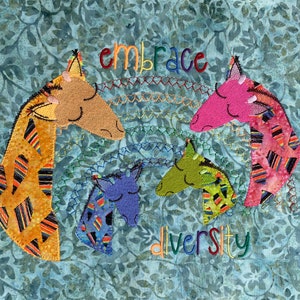 6 Embrace Diversity Designs With My Whimsical and Colourful Appliqué Giraffes - XL Motifs and ...