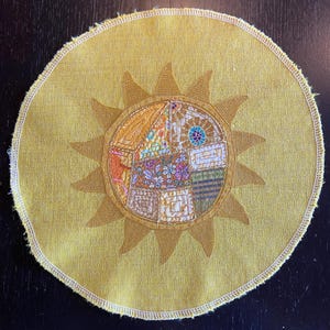 4 Fabric Scrap Collage Designs - Sashiko Style - Sunshine - Etsy