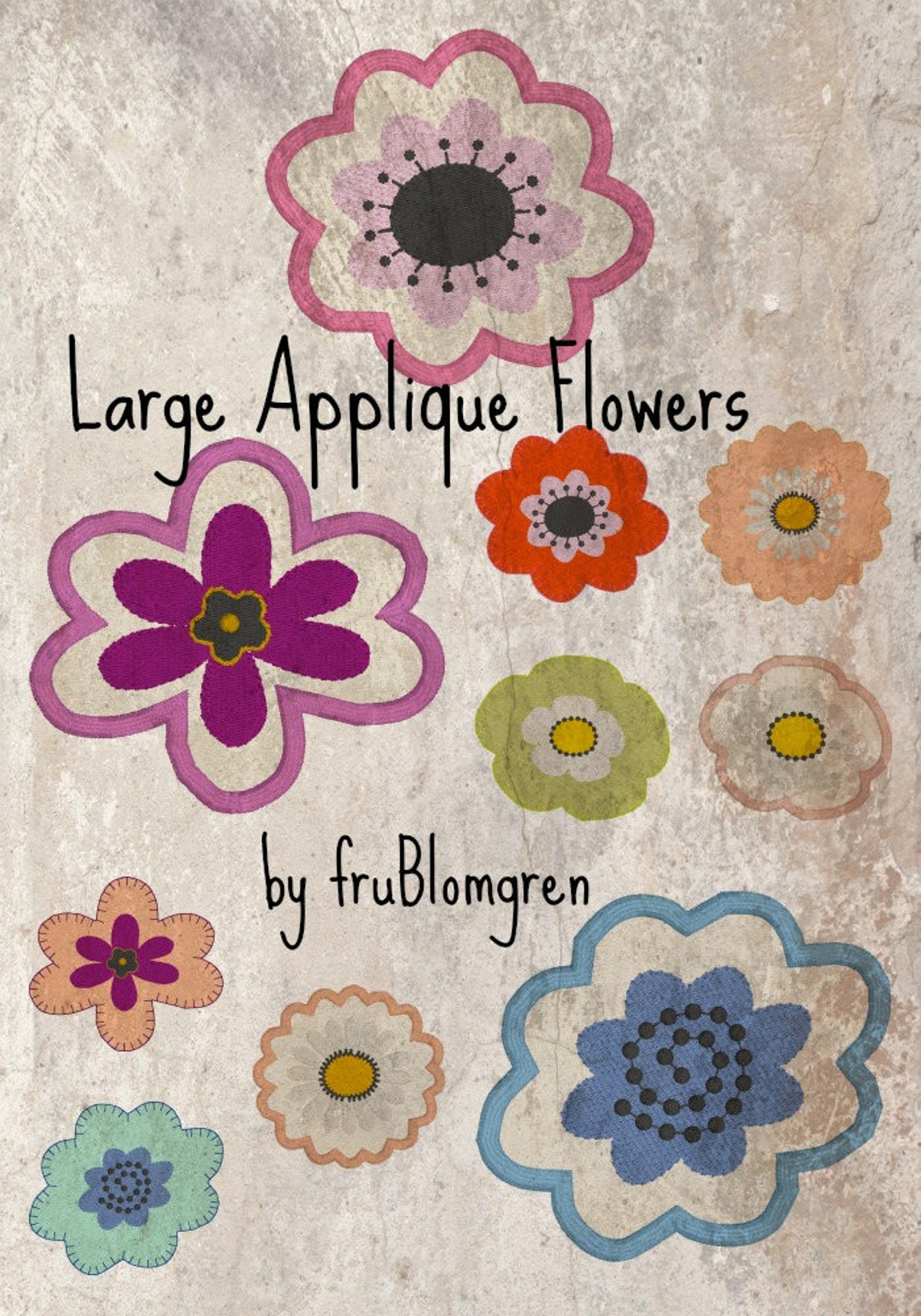 LARGE WHIMSICAL APPLIQUE Flowers for Embellishment of Your Textile ...