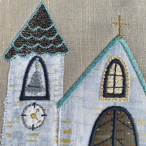 Appliqué Village Church - 8x8" - Detailed, Hand Drawn, Raw Edge ...