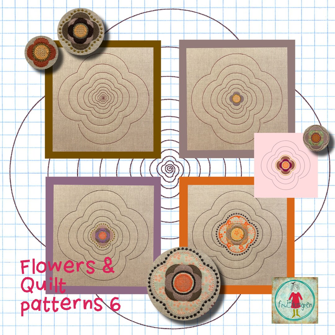 Flowers and Quilt Patterns 6 of 6 - Hand Drawn Quilt Patterns With and ...
