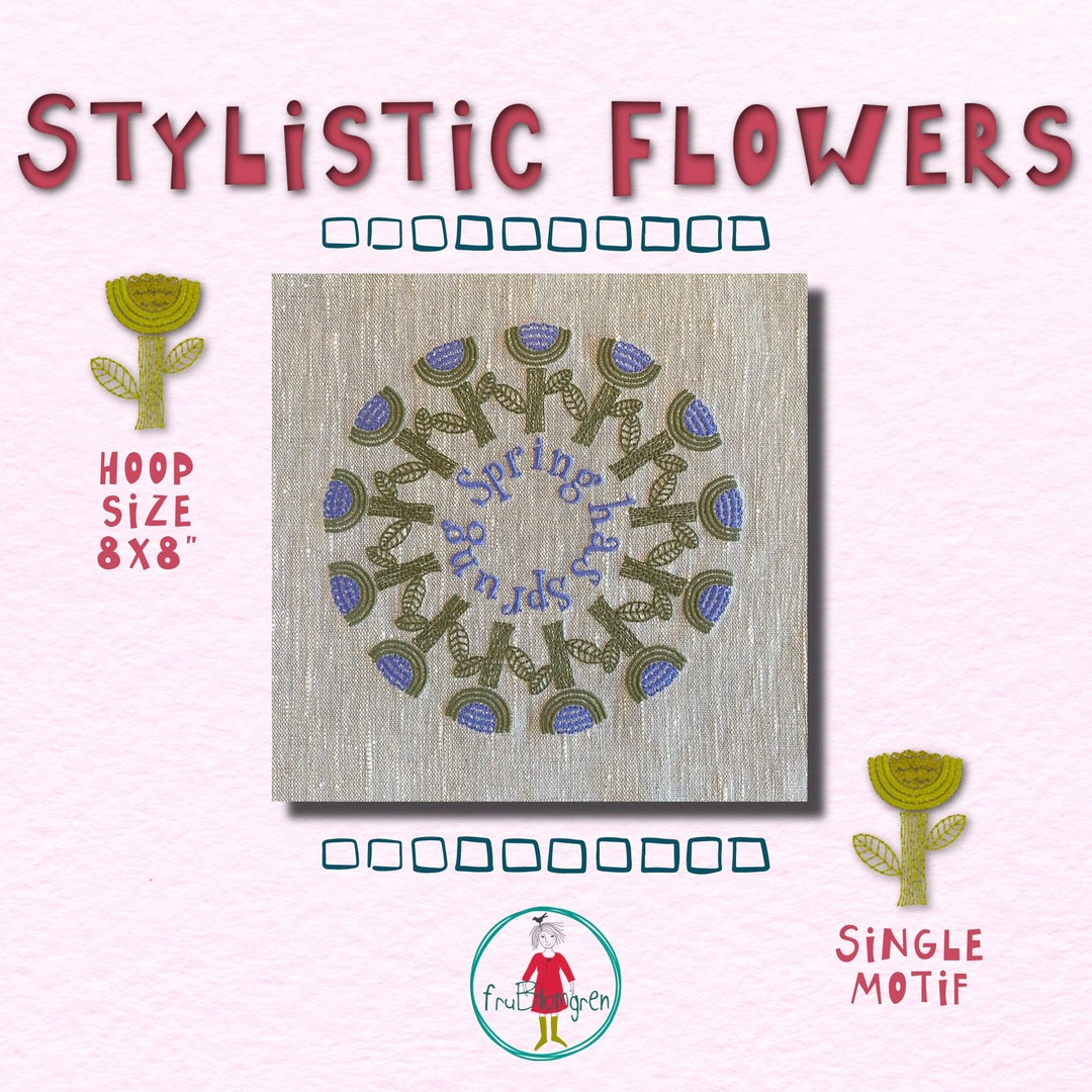 Beautiful Motif - Single Design - Circle of Stylistic, Retro Flowers ...