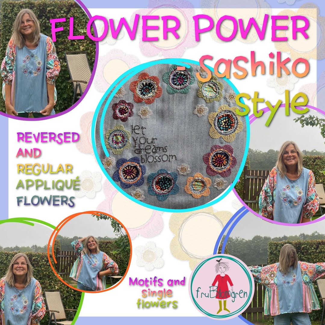 FLOWER POWER - Sashiko Style - Regular and Reversed Appliqué Flowers ...