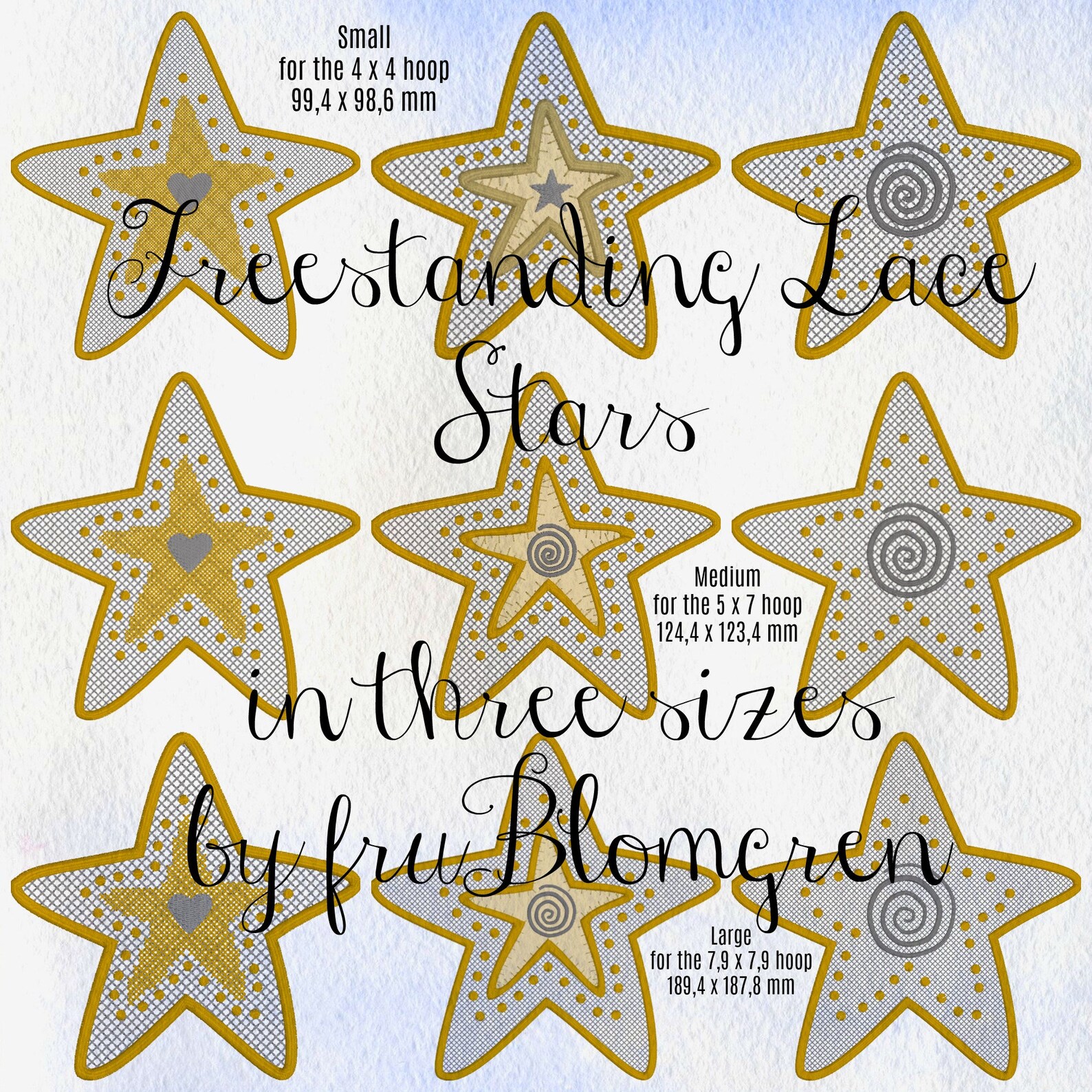 Freestanding Lace Stars - FSL Stars in 3 Variants and 3 Sizes - 9 ...