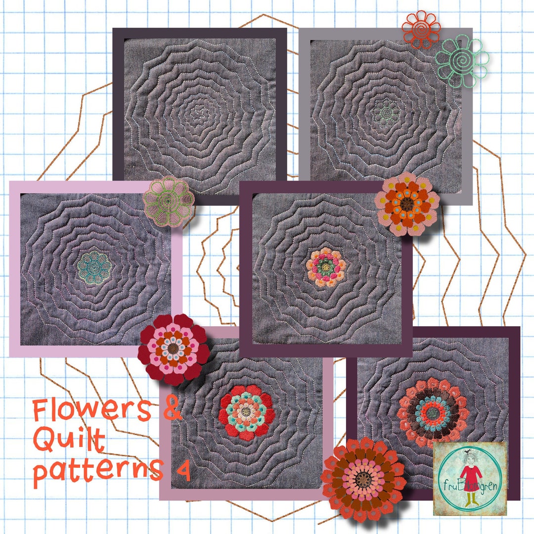 Flowers and Quilt Patterns 4 of 6 - Hand Drawn Quilt Patterns With and ...