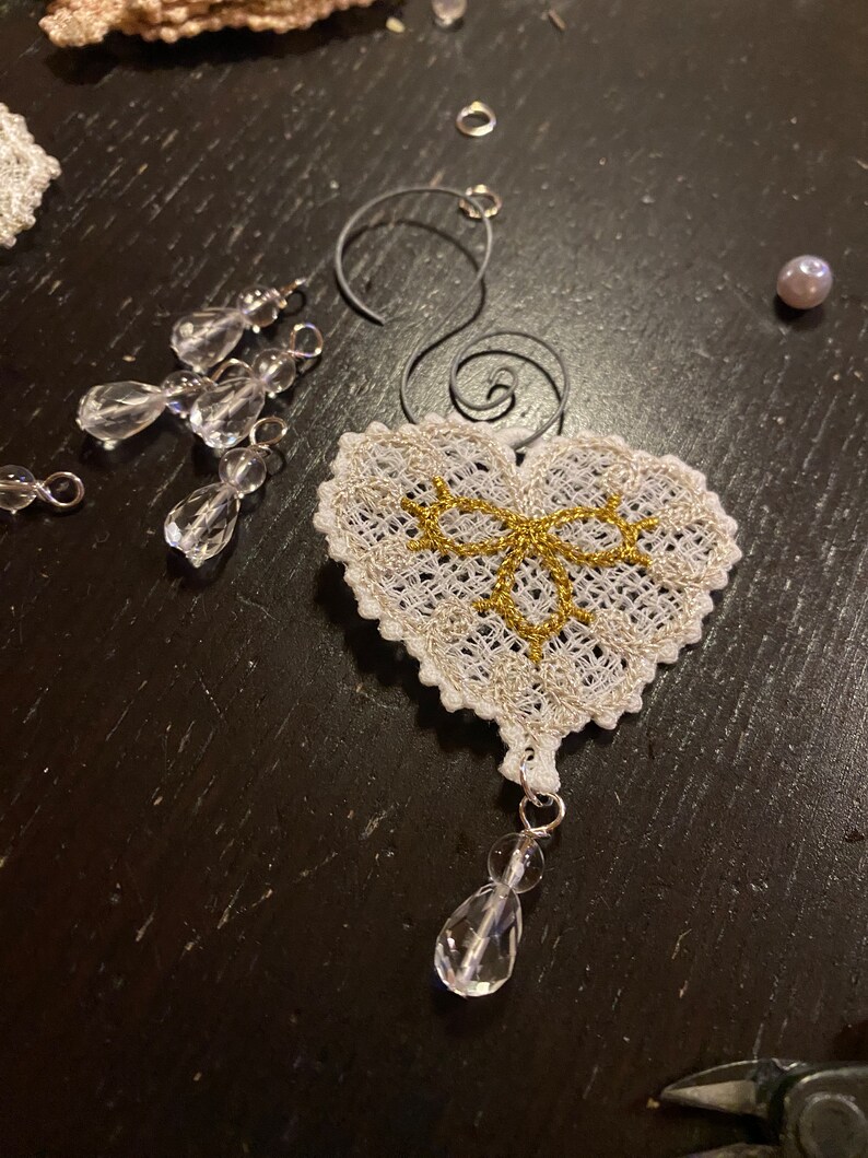 5x5" Freestanding Lace Heart Angels and Heart Ornaments to Make on Your ...