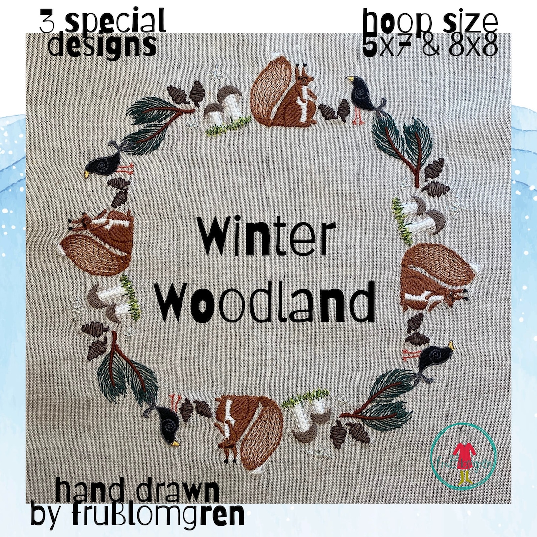Hand Drawn Miniature Designs - Embroidery Machine - Winter Woodland ...